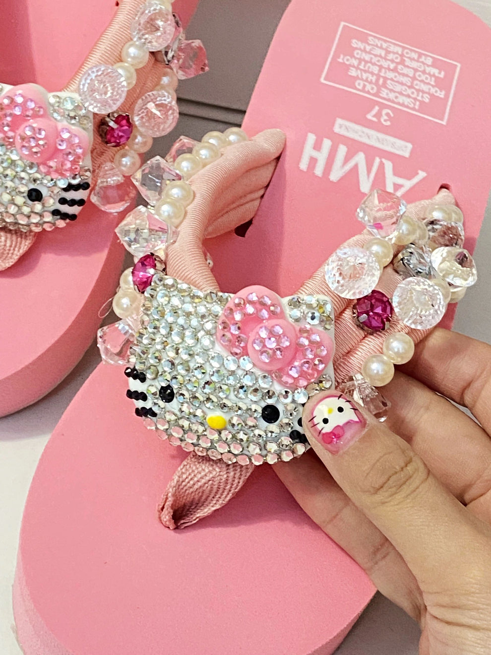 Hello Kitty Rhinestone High Platform Flip Flops Sandals Slippers ...