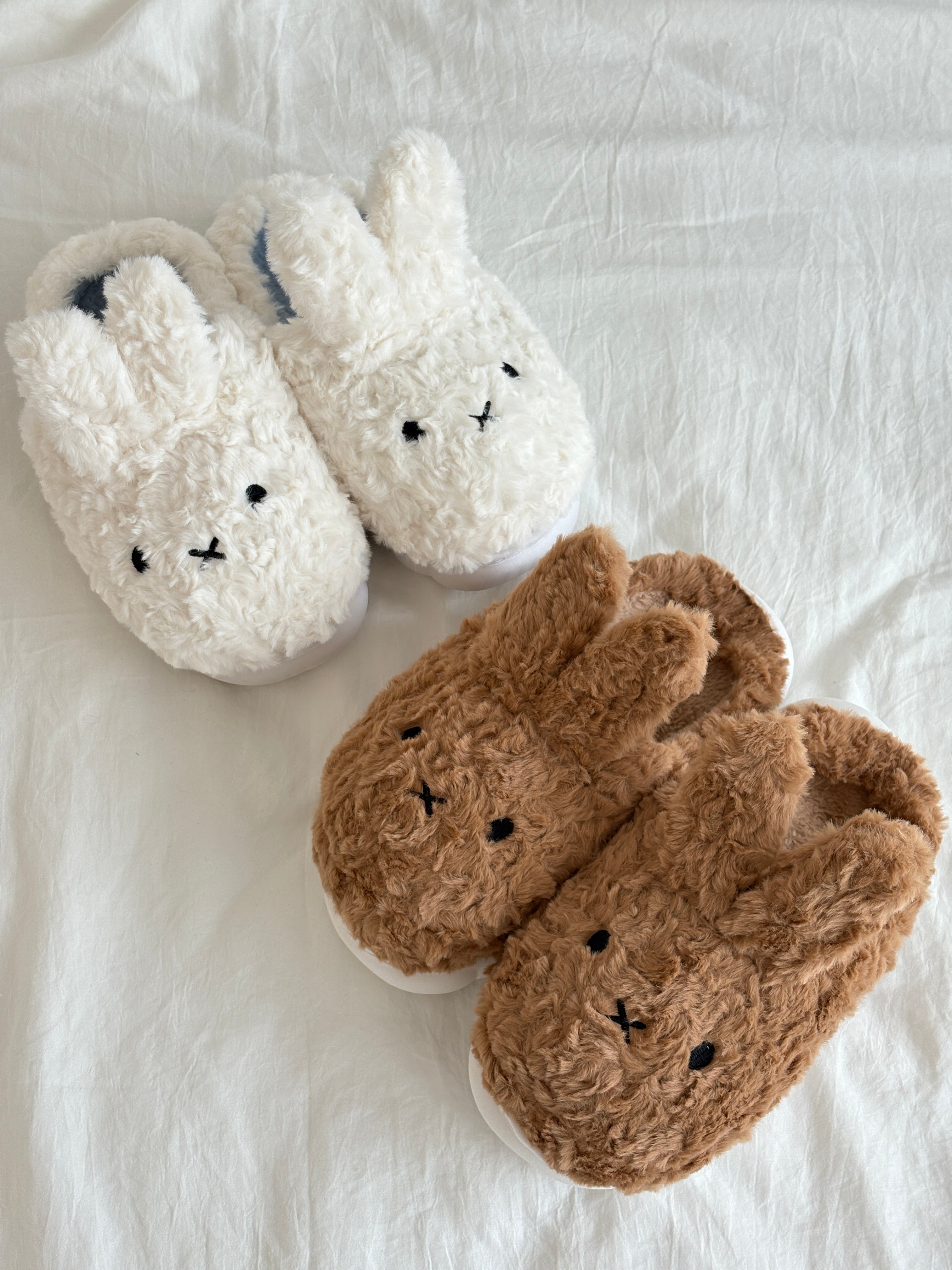 Bunny Fluffy Fuzzy Scuff Slippers Soft Comfy Memory Foam Non-slip Indo ...