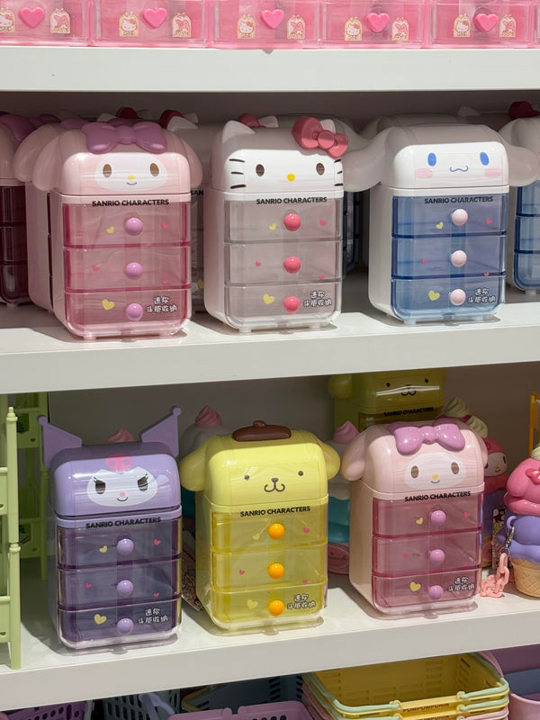 Sanrio Character 3-Drawer Mini Drawer Locker Compact Storage Organizat ...