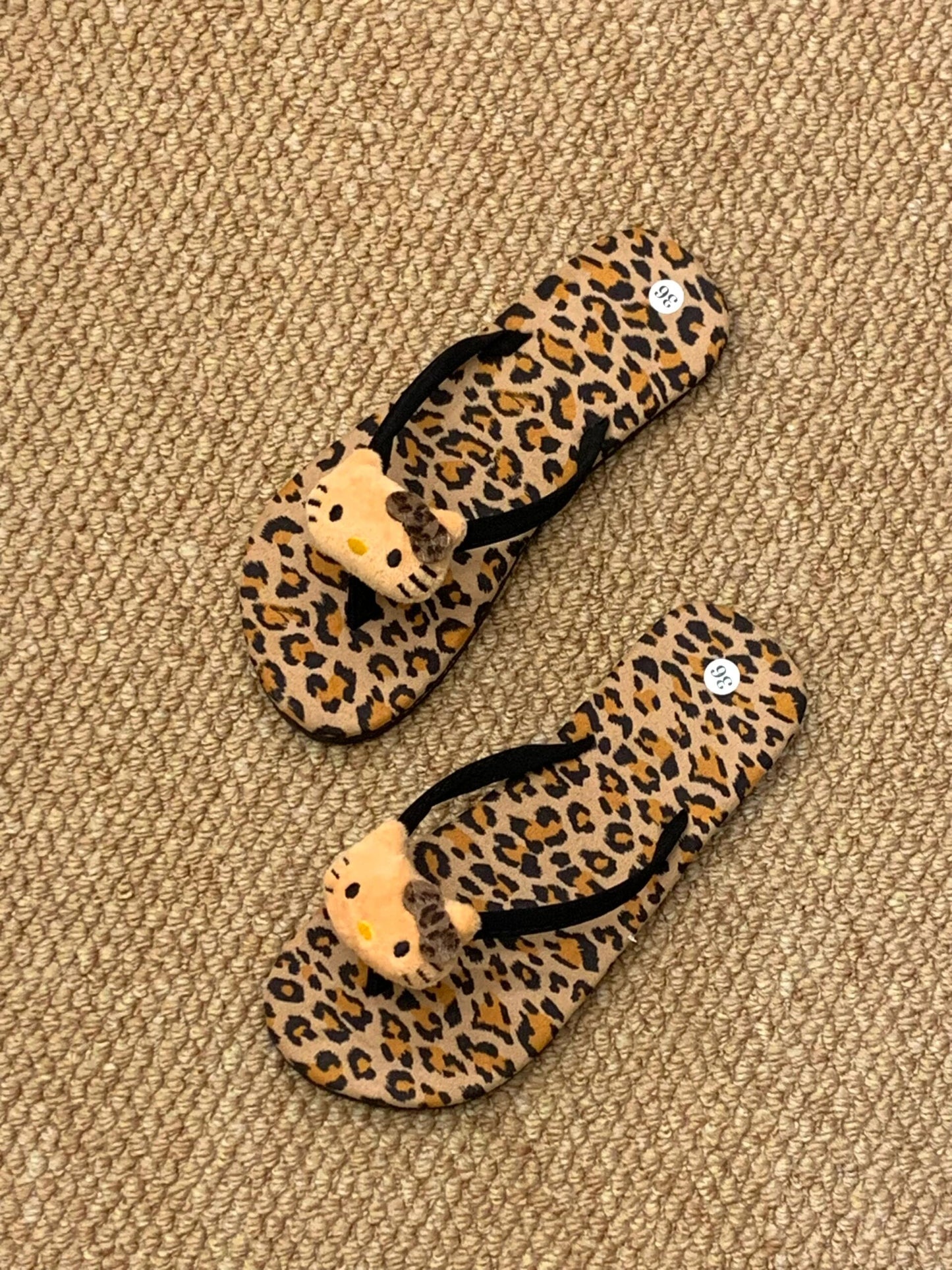 Hellokitty Leopard Print Flip Flops Beach Shoes – jellykawaii