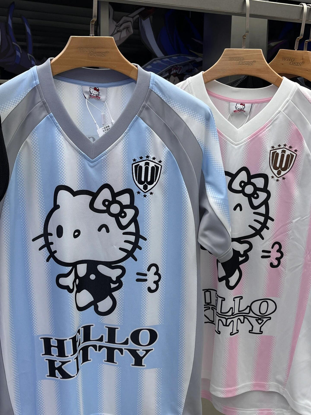 Hellokitty Striped Soccer Jersey Short Sleeve Summer Shirts – jellykawaii